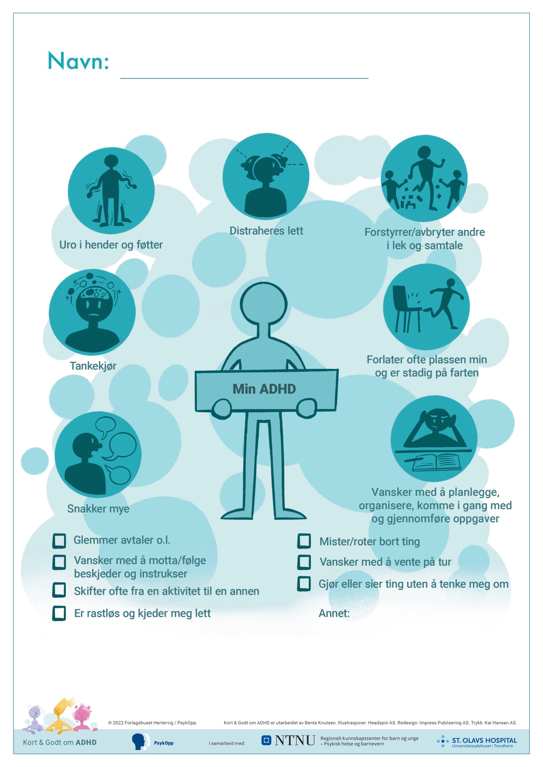 Kort & Godt om ADHD - Aktivitetsark: Min ADHD - Hertervig Forlag